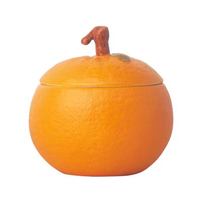 China Ceramic Jars Orange Fruit Shape Storage Canister with Lid for sale