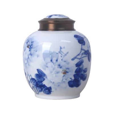 China Ceramic Jars White Blue Flower Storage Canister OEM for sale