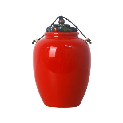China Glossy Red Ceramic Jars Kitchen Canister Factory Direct for sale