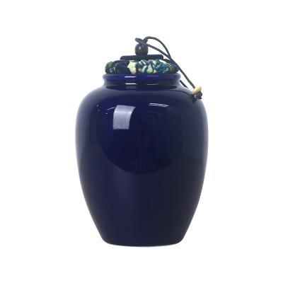 China Navy Glossy Storage Canister, Ceramic Jars Bulk Supply for sale