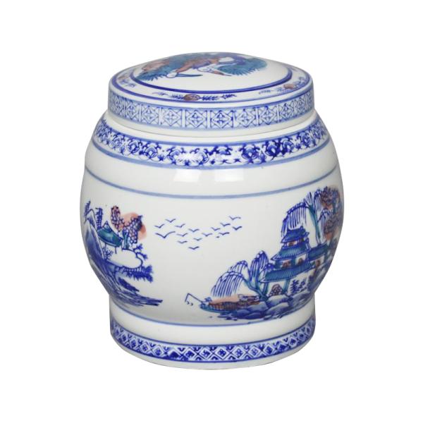 Quality Decorative Classic Blue White Porcelain Funeral Urn For Human Ashes Wholesale for sale