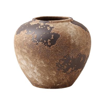 China Wabi Sabi Ceramic Vase with Vintage Distressed Finish for sale