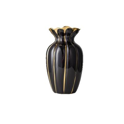 China Sculptural White Vase with Gold Line Design for sale