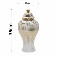 China Decorative Ceramic Ginger Jar with Gold Lines for sale