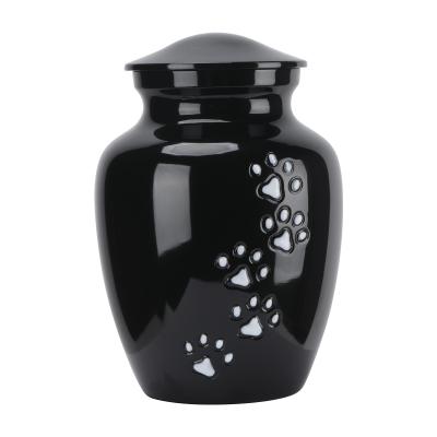 China Black Glossy Pet Urn with Secure Lid for Lasting Memories for sale