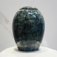 China Glossy Blue Green Ceramic Urn for Ashes for sale