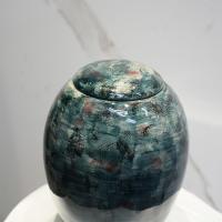 China Glossy Blue Green Ceramic Urn for Ashes for sale