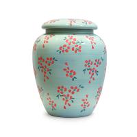 China Decorative Ceramic Memorial Urn with Red Berry Pattern for sale