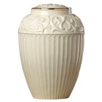 China Ivory Ceramic Cremation Urn with Embossed Design for sale