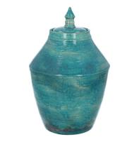 China Turquoise Crackle Glaze Ceramic Cremation Urn for sale