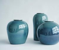 China Modern Blue Ceramic Cremation Urn for sale