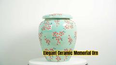 Decorative Ceramic Memorial Urn with Red Berry Pattern