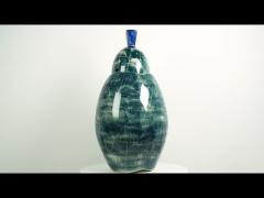 Sculptural Ceramic Memorial Urn with Blue Glaze