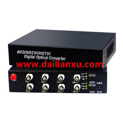 China 8channels 720p/960p/1080p HD-AHD video fiber optic transmitter and receiver AHD to fiber converter fiber optic AHD conve for sale
