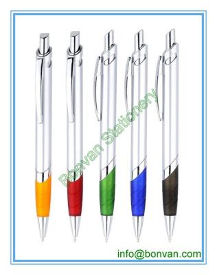 China silver lacquer painted plastic gift ball pen, logo promotional use for sale