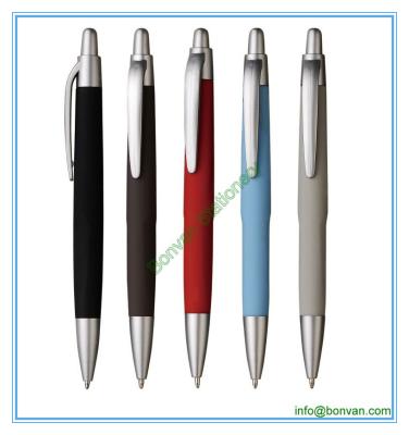 China rubber sprayed click printed ballpoint pen for sale