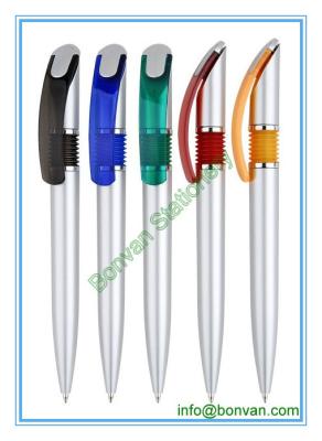 China silver painted plastic pen, silver color promotional ball pen for sale