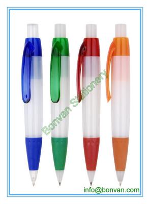 China plastic transparent ball pen, transparent body plastic pen for sale