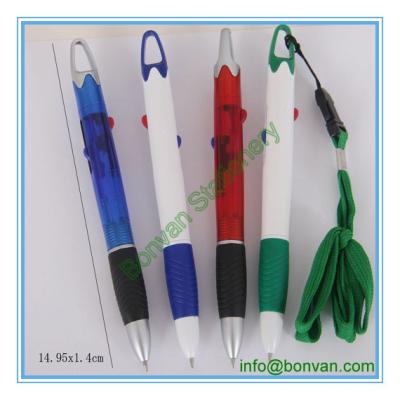 China stylish multi color plastic Promotional Ballpen with lanyard for sale