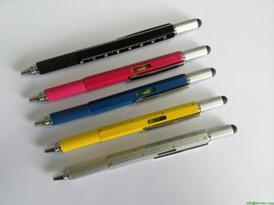 China tool pen,6 in 1 Tool Pen, top touch and scale multifunction metal pen for sale