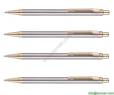 China silver click gift ball point pen, silver metal pen for sale