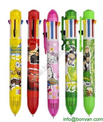 China plastic pen, multi color ball pen,full color printed multicolor pen for sale