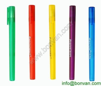 China triangular plastic translucent ballpoint pen,plastic ball pen from tonglu for sale