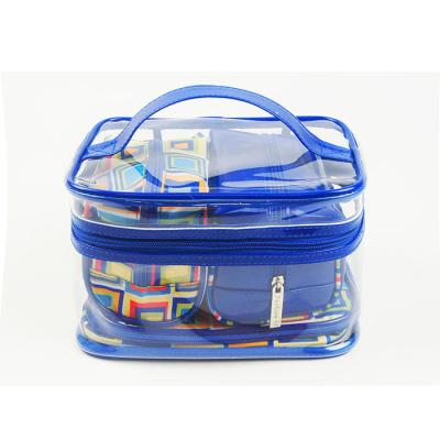 Cina Transparency Cosmetic Organizer Set With 3 Printed Inner Makeup Bags totally 4 pcs in vendita
