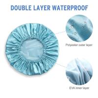China Adjustable Reusable Waterproof Shower Cap Oversized Double Layer EVA Lining 500pcs MOQ for sale