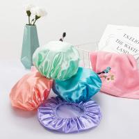 China Adjustable Reusable Waterproof Shower Cap Oversized Double Layer EVA Lining 500pcs MOQ for sale