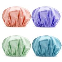 China Adjustable Reusable Waterproof Shower Cap Oversized Double Layer EVA Lining 500pcs MOQ for sale