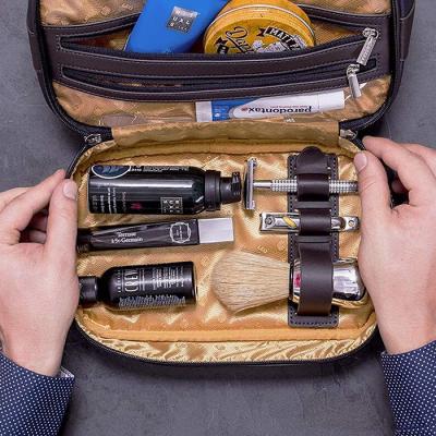 Cina Borsa di cuoio di lusso di trucco dell'articolo da toeletta dell'unità di elaborazione per la partita perfetta Dopp Kit Travel degli uomini in vendita