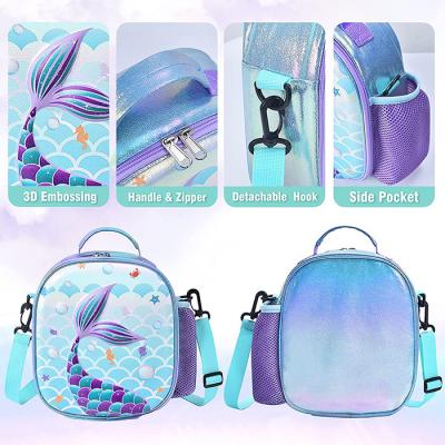 Cina La piccola borsa 3D del pranzo della sirena ha isolato le ragazze della borsa del pranzo fa un picnic ente inter- brillante impermeabile in vendita
