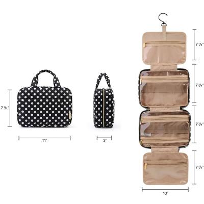 Cina Organizzatore d'attaccatura di trucco di Dot Water Resistant Fabric Travel della borsa di trucco dell'articolo da toeletta in vendita