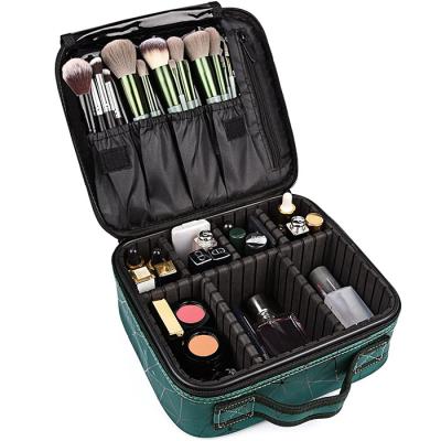 Cina Artista cosmetico professionista di cuoio Storage Bag delle casse di treno dell'unità di elaborazione di caso di trucco di viaggio in vendita