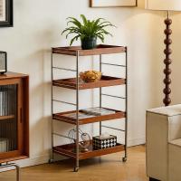 Quality 4 Tier Metal With Wheels Kitchen Fruit Vegetable Rack Sofa Coffee Tea Table for sale