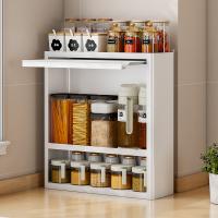 Quality Sliding Door Modern Kitchen Spice Cupboard Rack Countertop 4 Tier Seasoning Jars for sale
