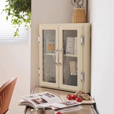 China New Metal Triangle Corner Cabinet Rustproof Office Desktop File Storage Rack Bedroom Perfume Make up Display Organizer Dustproof for sale