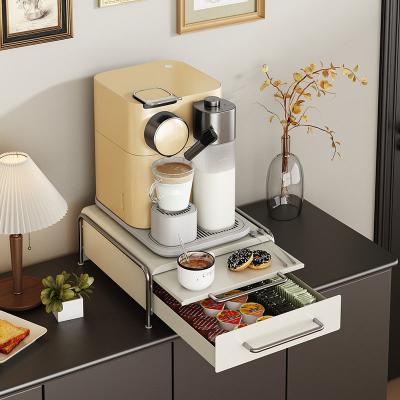 China New 2 Tier Coffee Machine Capsule Holder with Pull-out Board  Nespresso Pod Storage Box Tea Bag Plate Rack Mug Organizer Drawer for sale