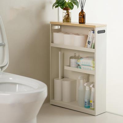 China Narrow Slim Metal Storage Cabinet with Wheels Movable Waterproof Bathroom Toilet Paper Organizer Rack Home Multi-Purpose Trolley for sale