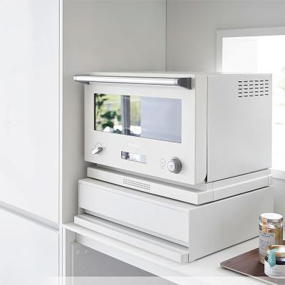 China New Steel Pulling Kitchen Bracket Microwave and Oven Rack Slide Rail Drawers Under Appliance Stand Stableware Storage Holder Box for sale