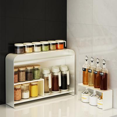 China Kitchen Metal 2 Tier Cabinet Doors Spices Rack Organizer Dust-proof Shelves Cup Box Tableware Holder with Side Pull Door Storage for sale