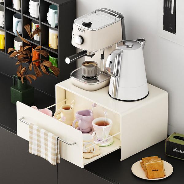 Quality Pull-out Coffee Machine Rack Capsule Organizer with 3-layer Drawer Microwave Mug Storage for Kitchen Living Room Office Desktop for sale