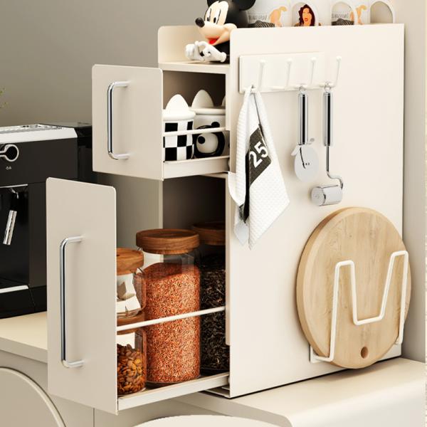 Quality Kitchen Storage Dustproof Cabinet Double-layer Seasoning with Door Can Be Pulled Out Magnetic Spice Rack Set Organizer for sale