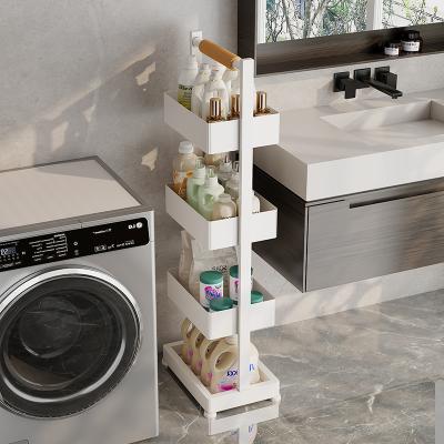 China 4 Tier Free Standing Bathroom Storage Racks Multifunction Metal Kitchen Organizer Shelf Corner Sundries Baskets for Narrow Space for sale