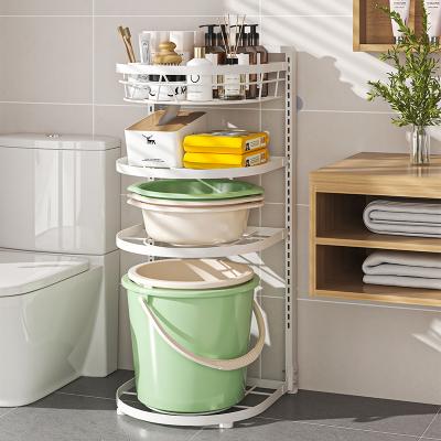 China Steel Kitchen Rack Bathroom Shelf Save Space Floor Standing Storage Multi-layer Shower Caddy Organizer Large Capacity Adjustable for sale