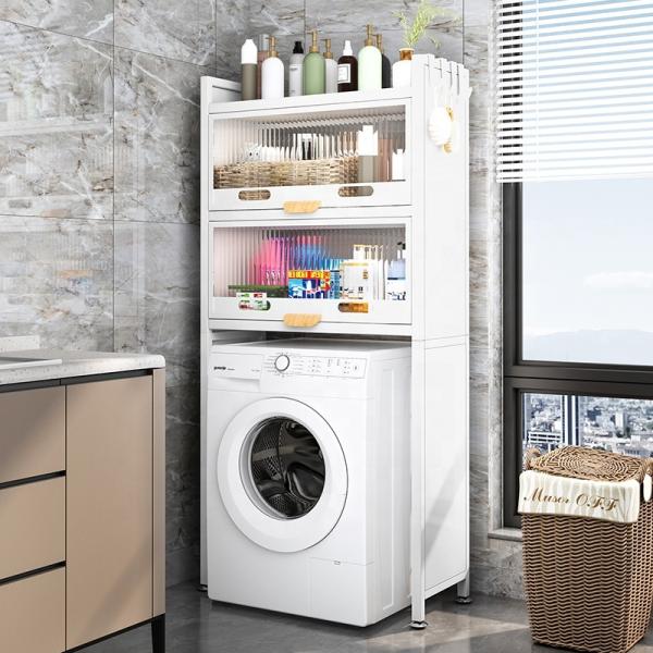 Quality With Cabinet Door  Bathroom Cabinet Foldable Washing Machine Organiser Storage Rack Metal Above Shelf Over the Toilet Rack for sale