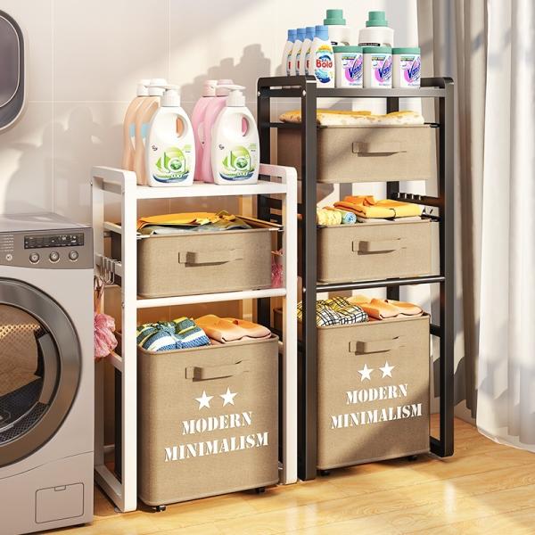 Quality Foldable Toy Storage Boxes Canvas Collapsible Baby Dirty Large 3 Tier Metal Modern Laundry Storage Cloth 3 Compartments Baskets for sale