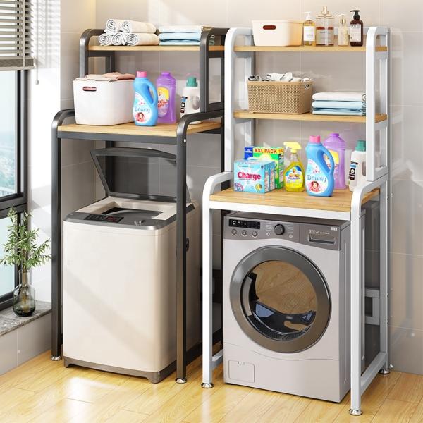 Quality 3 Tier Baby Bathroom Storage Accessories Countertop Metal Wooden Shelf  Toy Organizer Washing Machine Rack Toilet Storage Shelf for sale
