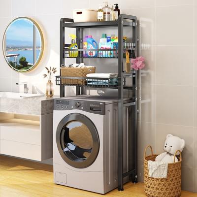 China Saver Space Storage Holders & Racks Bathroom Organization Washing Drying Machine Stand Stacking Over Shelf Sliding Basket Drawer for sale